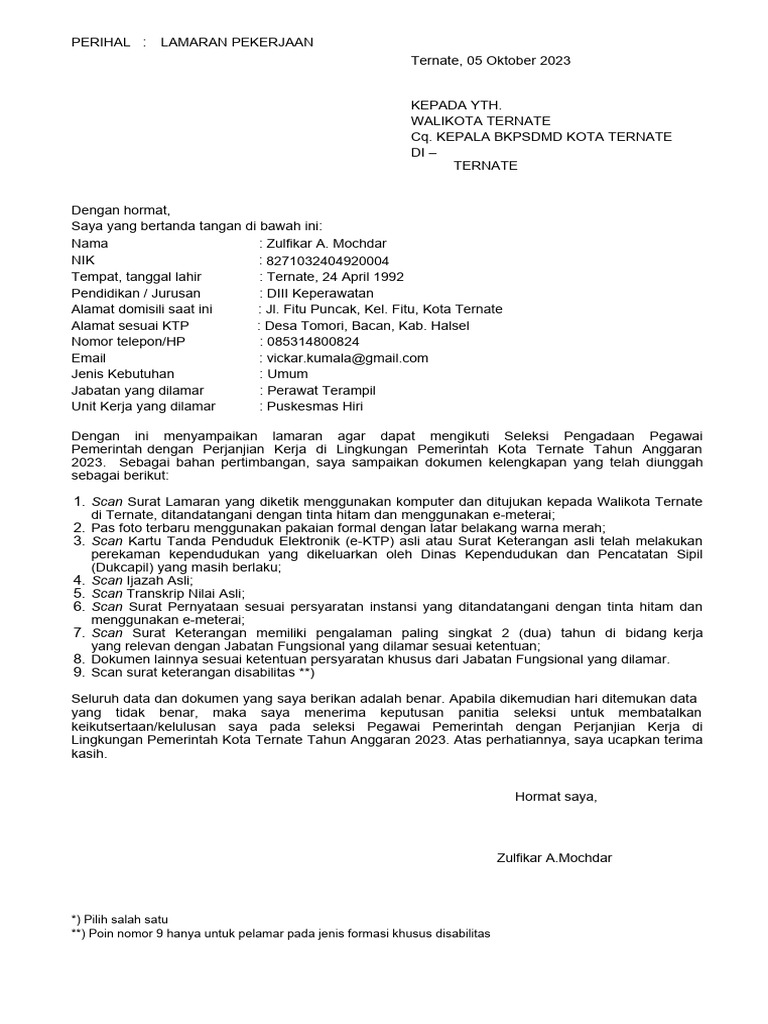 Persyaratan PPPK Koter 2023 | PDF