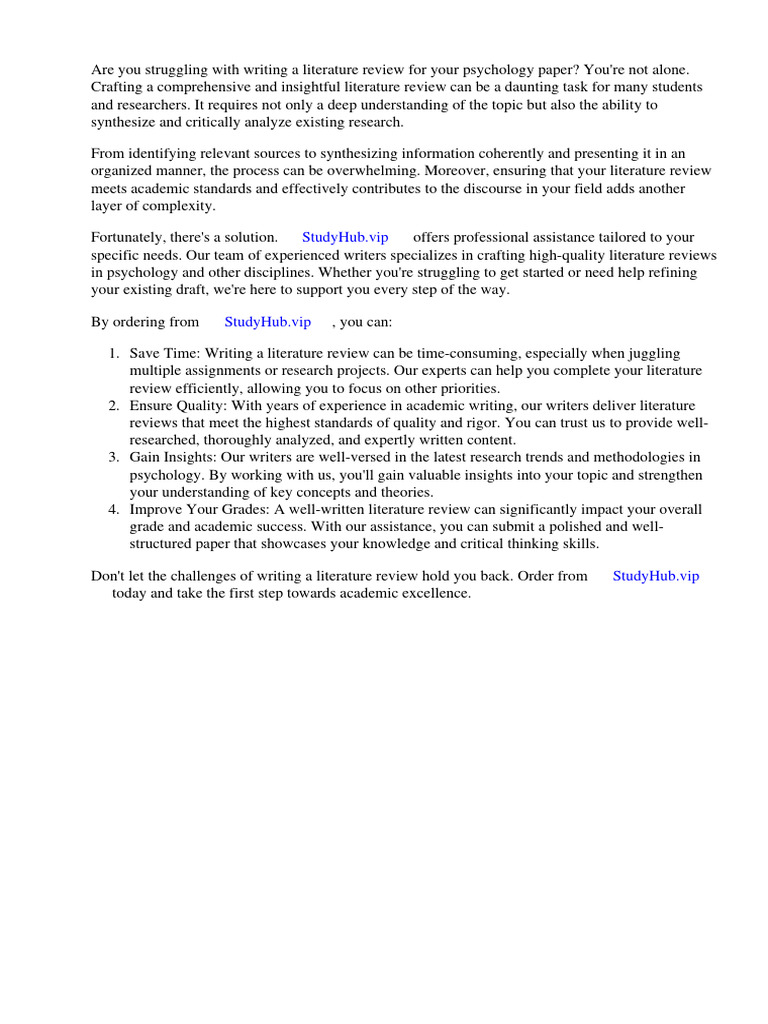 Sample Literature Review Psychology | PDF | Literature Review | Citation