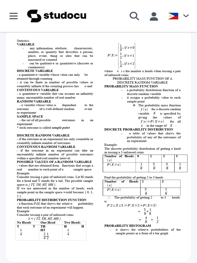 Statistics and Probability Reviewer - Statistics VARIABLE - Any Information, Attribute ...