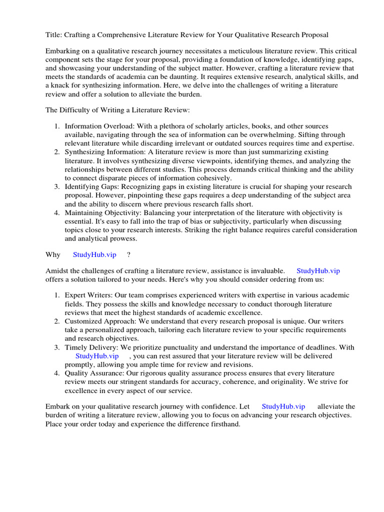 Example Literature Review Qualitative Research Proposal | PDF ...