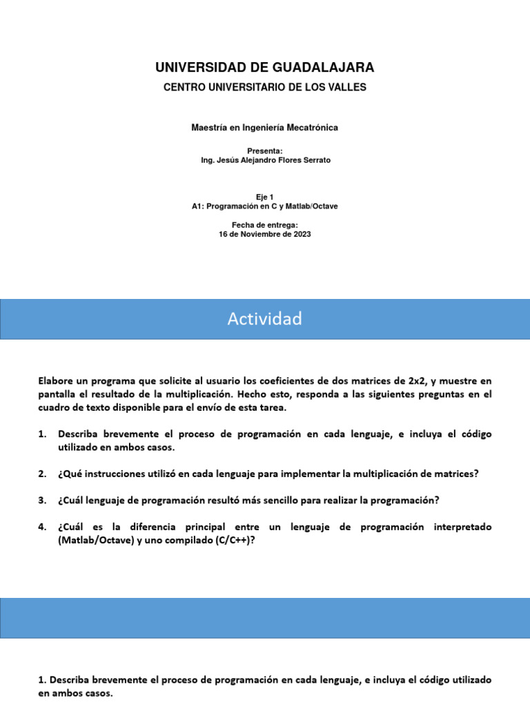 A1 | PDF | Programación de computadoras | Compilador