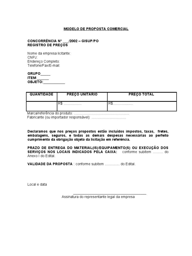 Modelo de Proposta Comercial | PDF