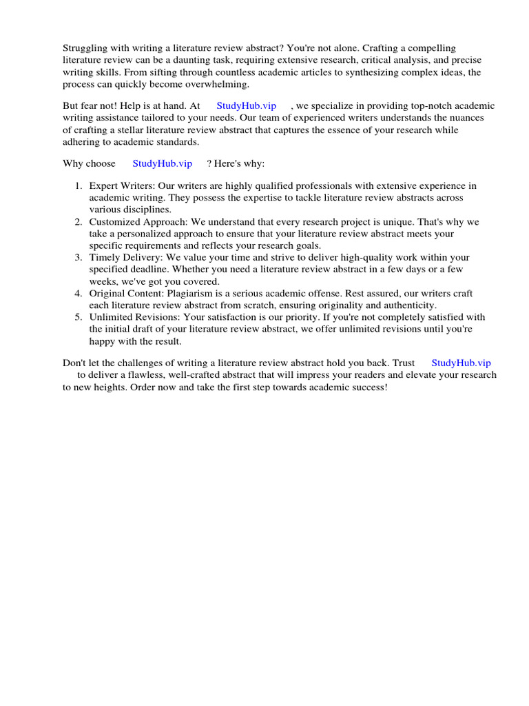 Example of A Literature Review Abstract | PDF | Abstract (Summary ...