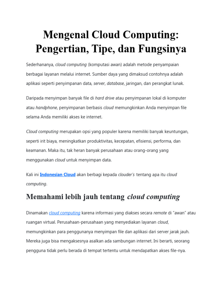 Panduan Lengkap Cloud Computing | PDF | Bisnis | Komputer
