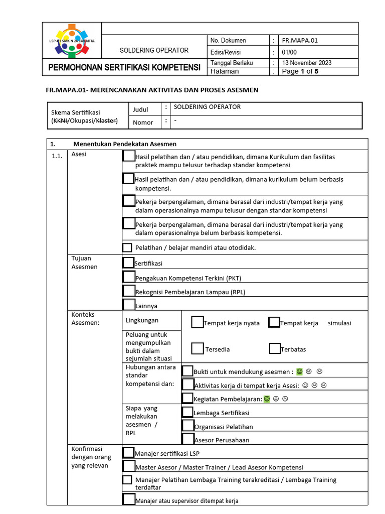Contoh. FR - MAPA 01. Merencanakan Aktivitas Dan Proses | PDF | Teknologi & Rekayasa