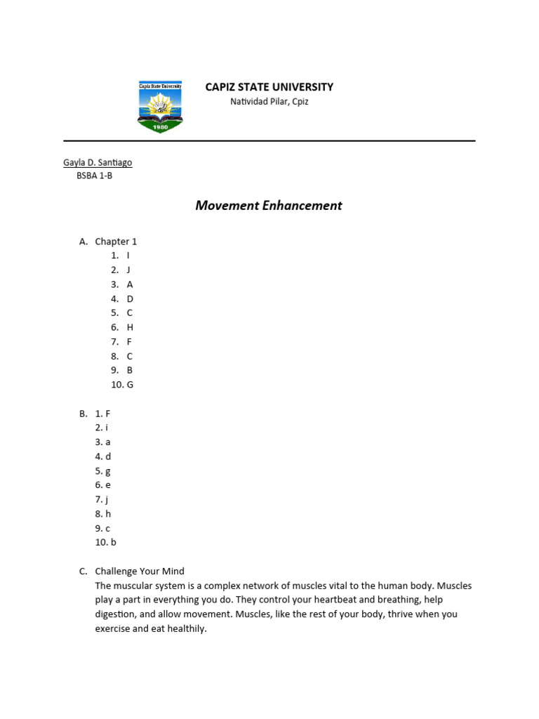 Movement Enhancement: Capiz State University | PDF