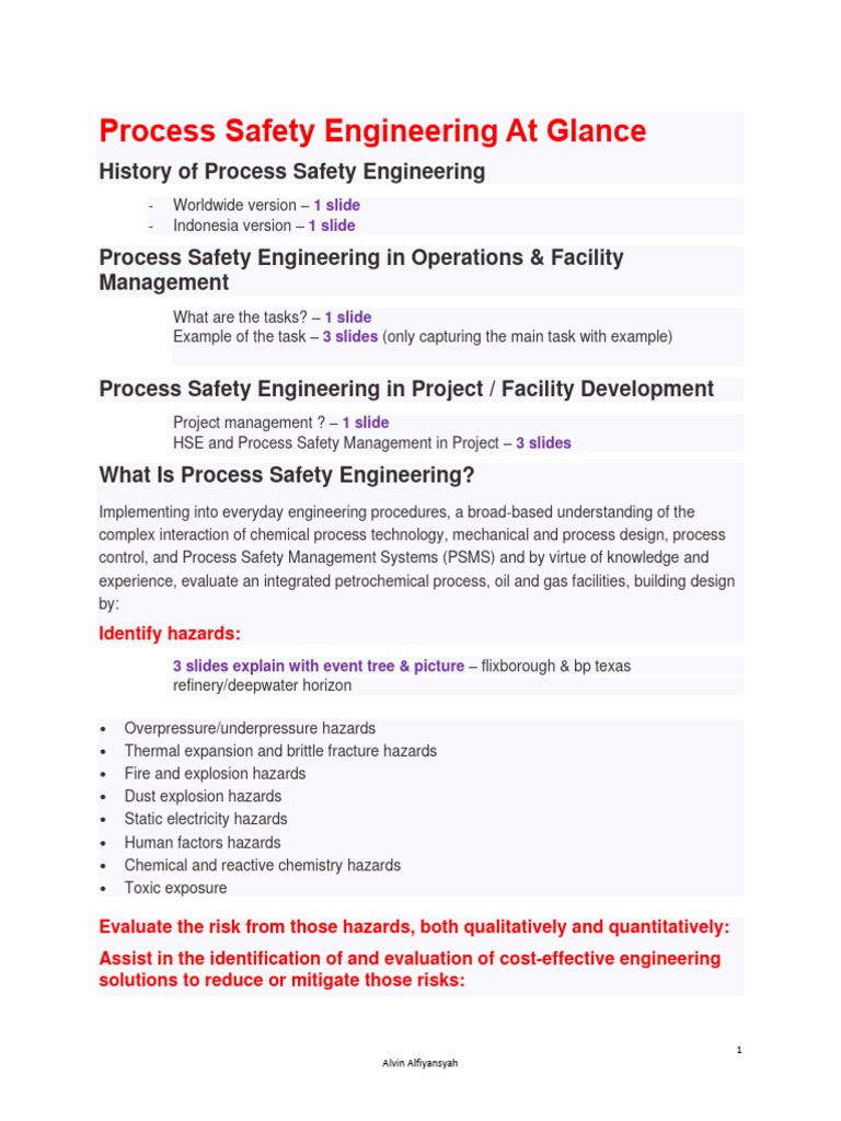 What Is Process Safety Engineering - Alvin | PDF | Risk | Hazards