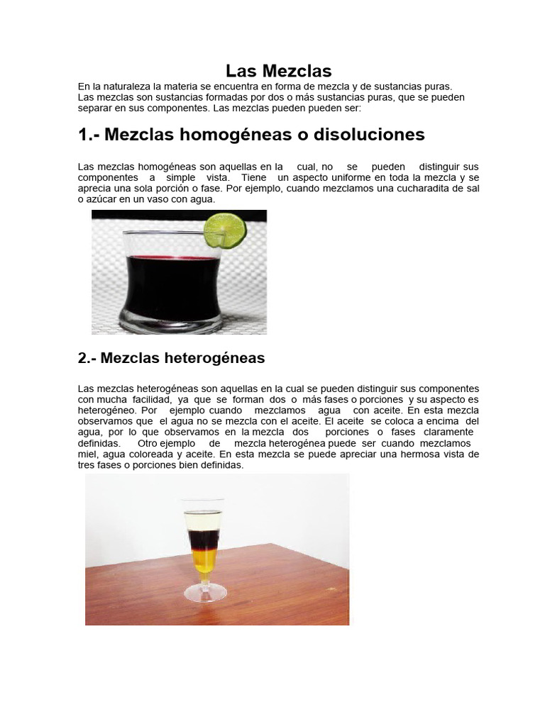 Las Mezclas | PDF | Mezcla | Sustancias químicas