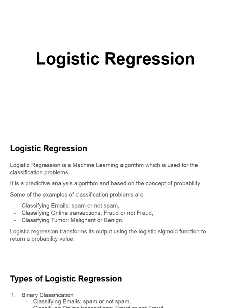 Logistic Regression | PDF | Statistical Classification | Logistic Regression