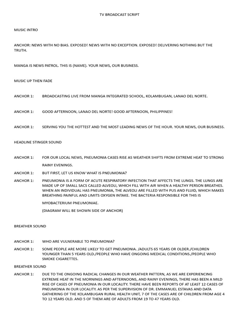 TV Broadcast Script | PDF | Pneumonia | Vaccines