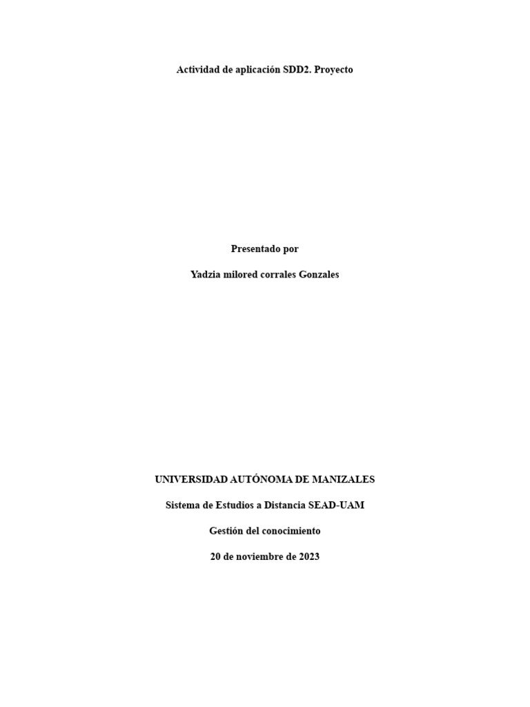 Actividad de Aplicación SDD2 | PDF | Conocimiento administrativo ...