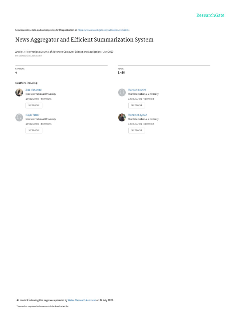News Aggregator & Summarization System | PDF | Web Server | Internet & Web