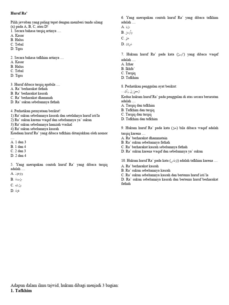 Panduan Hukum Bacaan Ra’ dan Lam | PDF