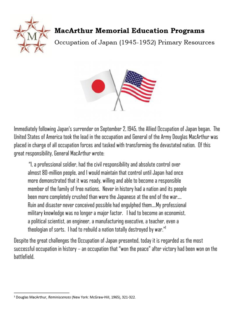 MacArthur's Occupation of Japan (1945-1952) | PDF | Douglas Mac Arthur ...