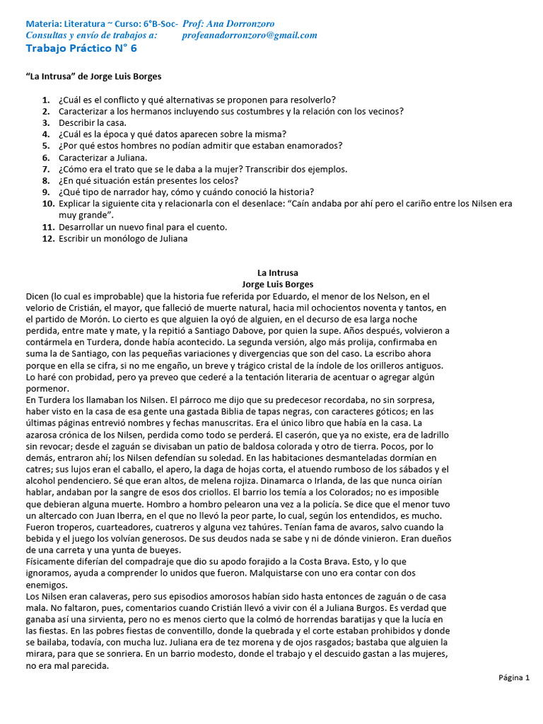 6tob Soc TP 06 Literatura AnaDorronzoro | PDF