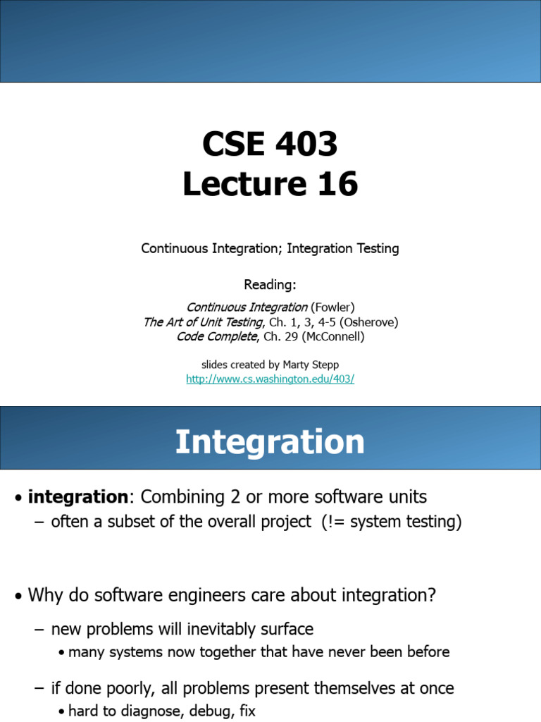 16 Continuousintegration | PDF | Interface (Computing) | Unit Testing