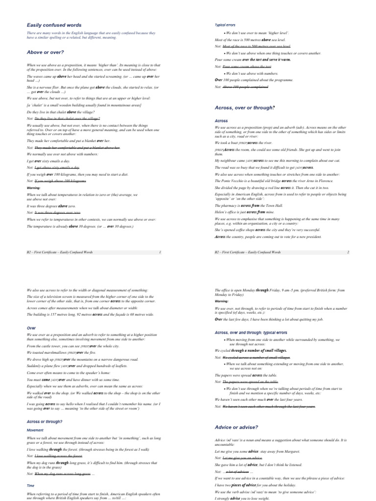 Easily Confused Words | PDF | Verb | Adjective