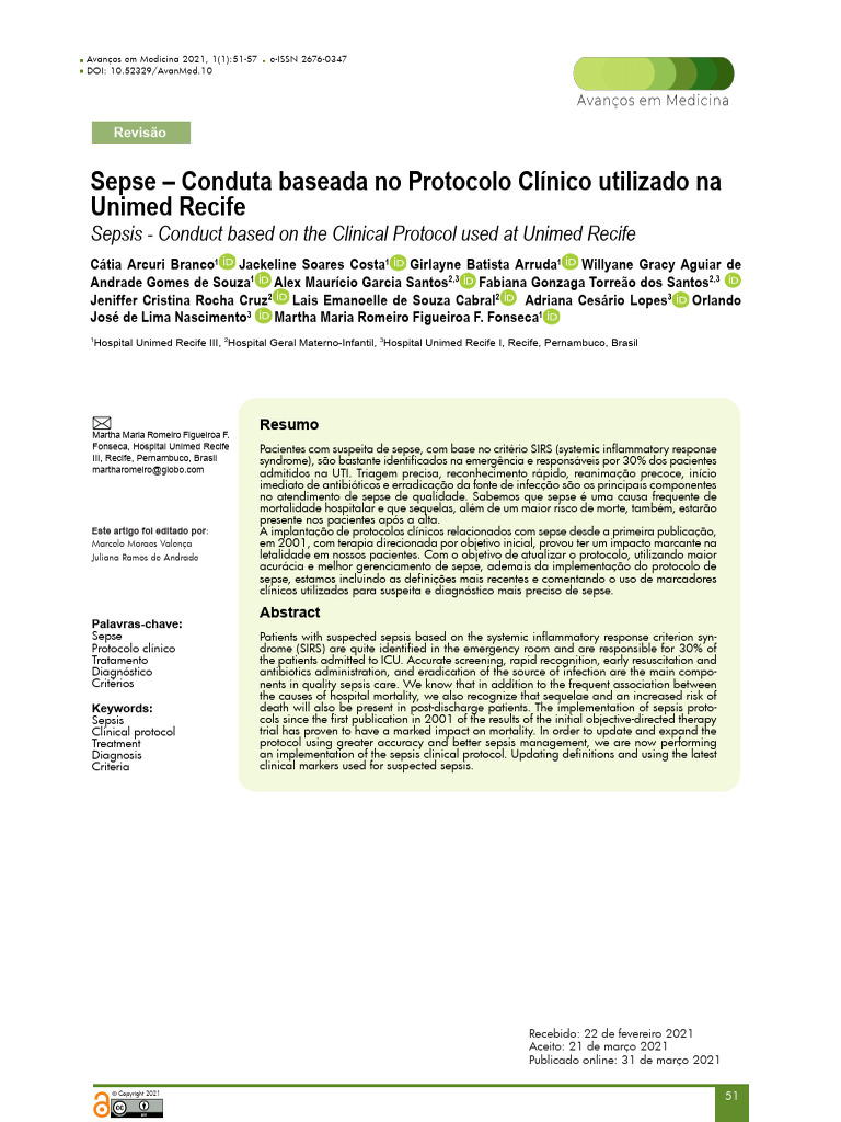 11 Sepse - Conduta Baseada No Protocolo Clínico Utilizado Na Unimed Recife | PDF | Sepse ...