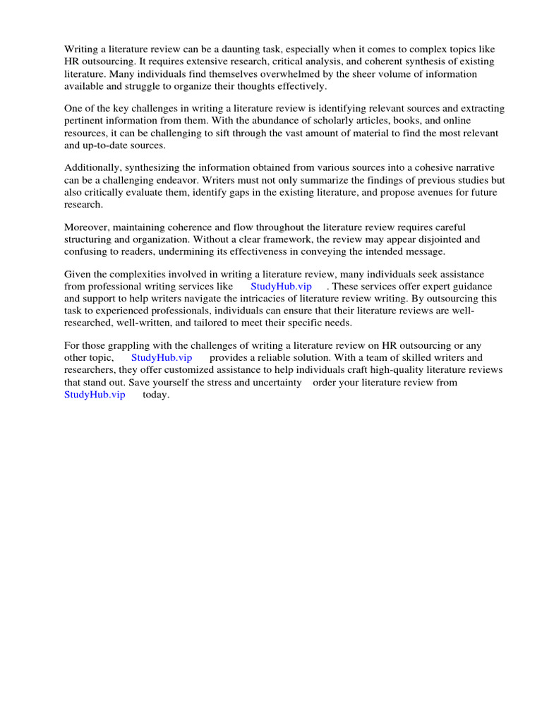 HR Outsourcing Literature Review Guide | PDF | Human Resource Management | Outsourcing
