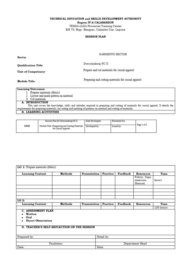 Session Plan Template | PDF | Cognition | Behavior Modification Session Plan Template | PDF | Cognition | Behavior Modification