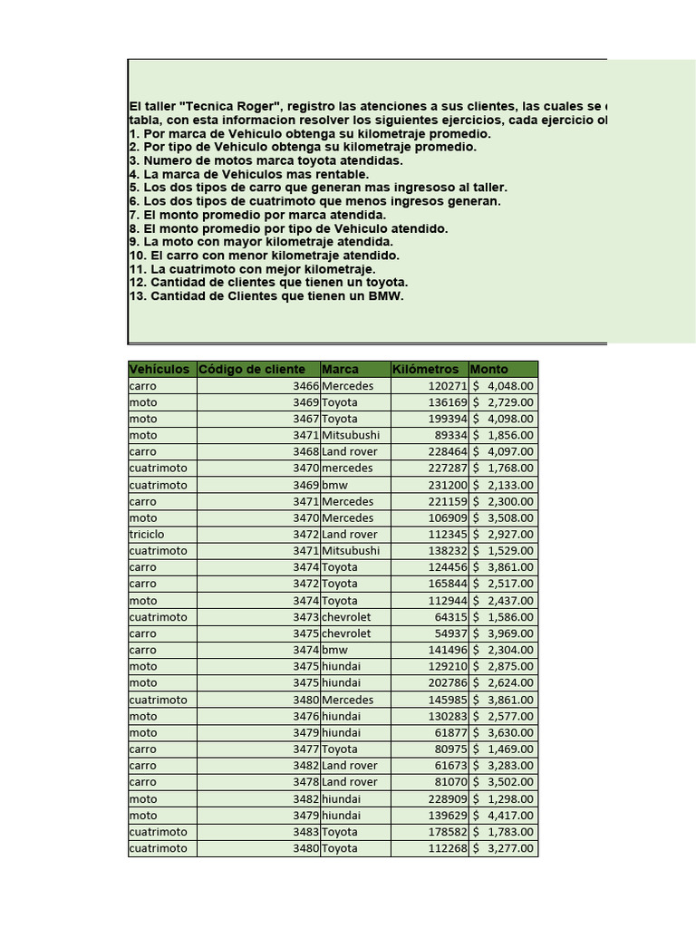 Ejercicio Tablas Dinamicas | PDF | Vehículos terrestres | Gestión de la marca