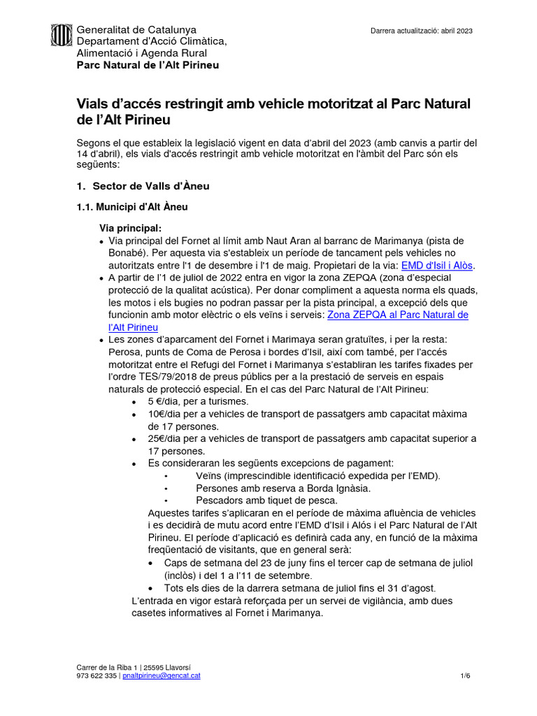 PNAP Vials Acces Restringit PNAP CAT | PDF