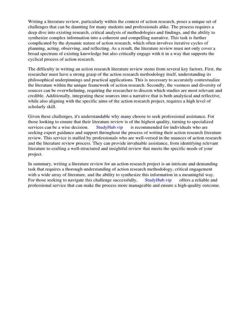 Example of Action Research Literature Review | PDF | Literature Review ...