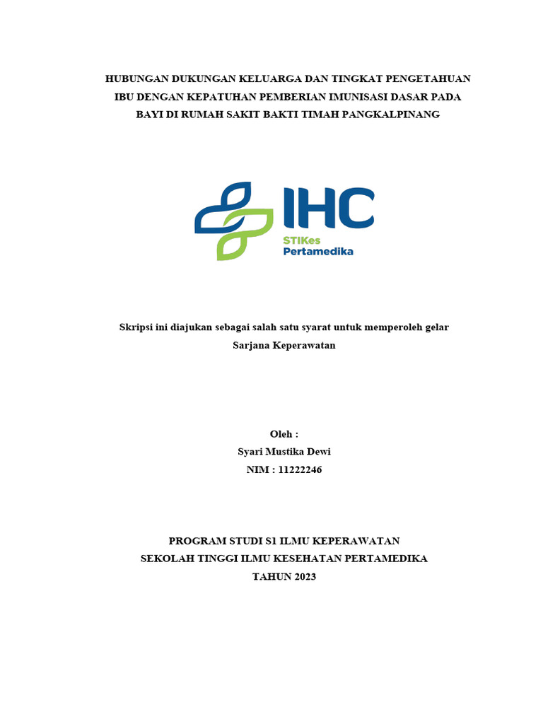 Rev 3 Proposal Skripsi Full Bab 1 Syari Pertamedika 2023 | PDF