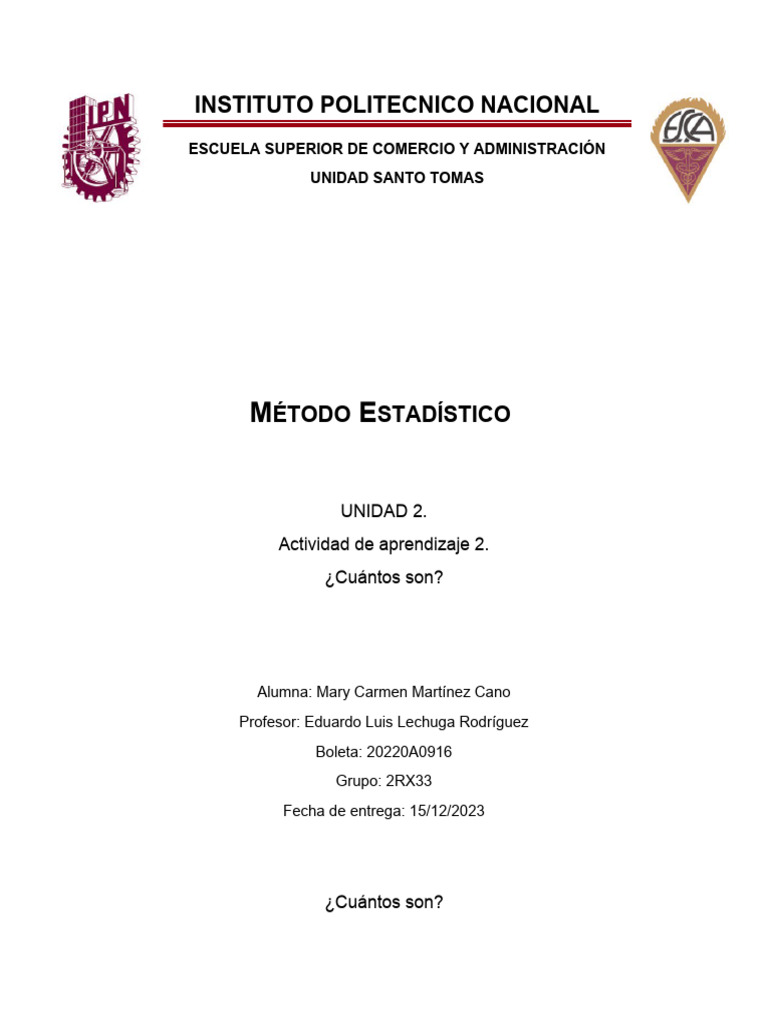 U2 - Act2 - Cuantos Son | PDF