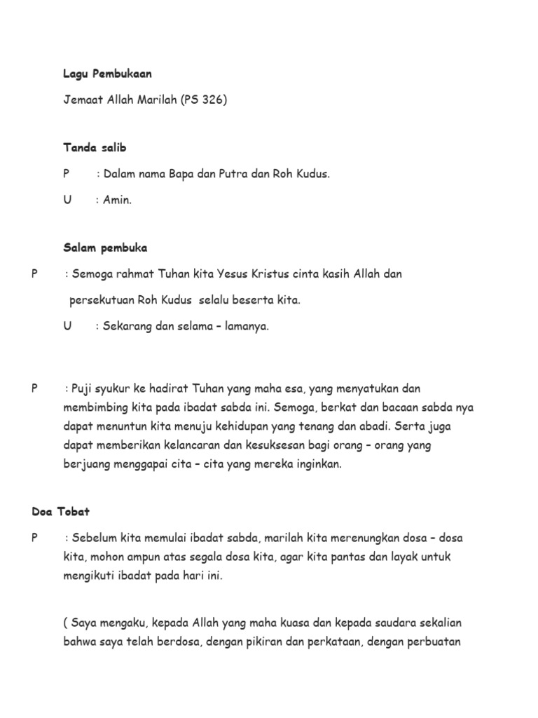 Liturgu Sabda | PDF | Kajian Bahasa Asing | Agama & Spiritualitas