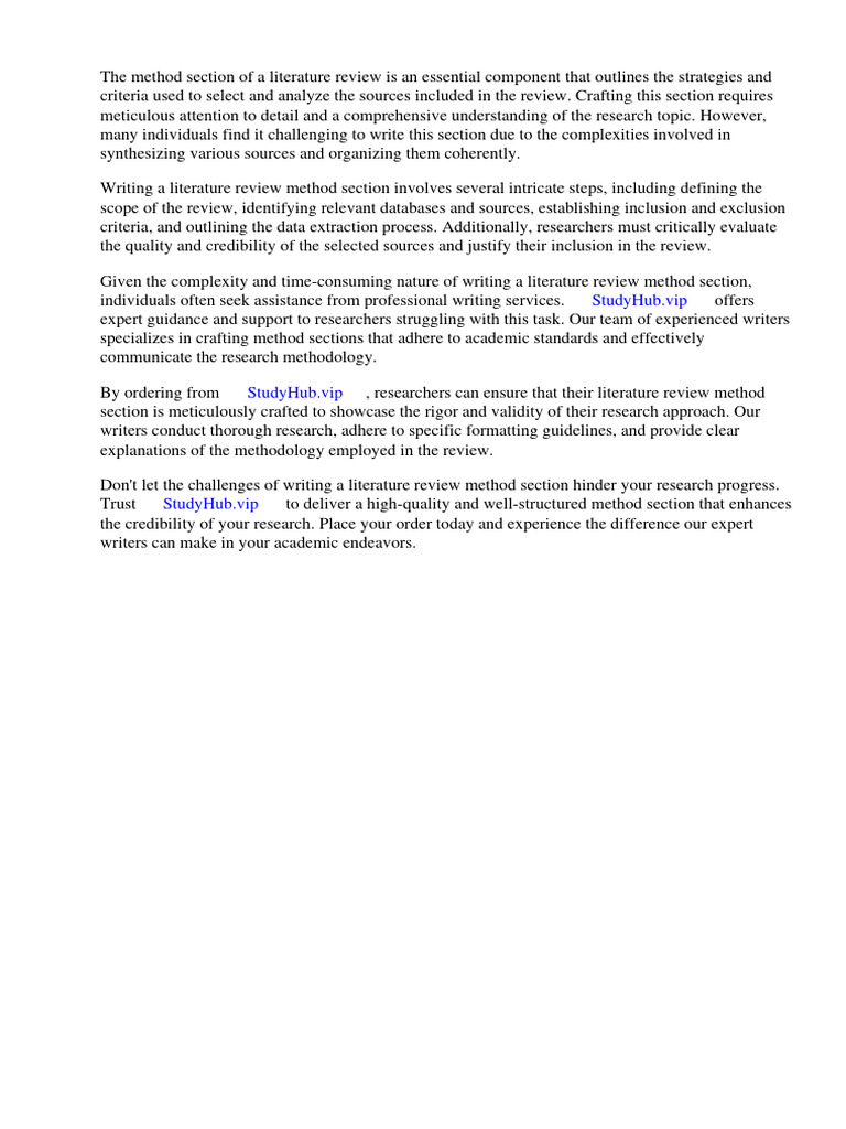 Literature Review Method Section | PDF | Methodology | Literature Review