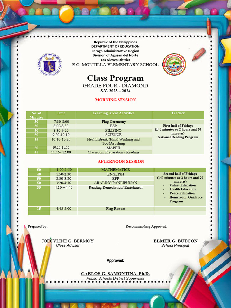 Class Program g4 2023 | PDF | Schools