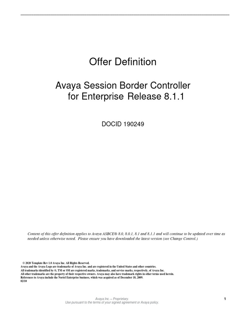SBCE 8.1.1 Offer Definition | Download Free PDF | Session Initiation ...