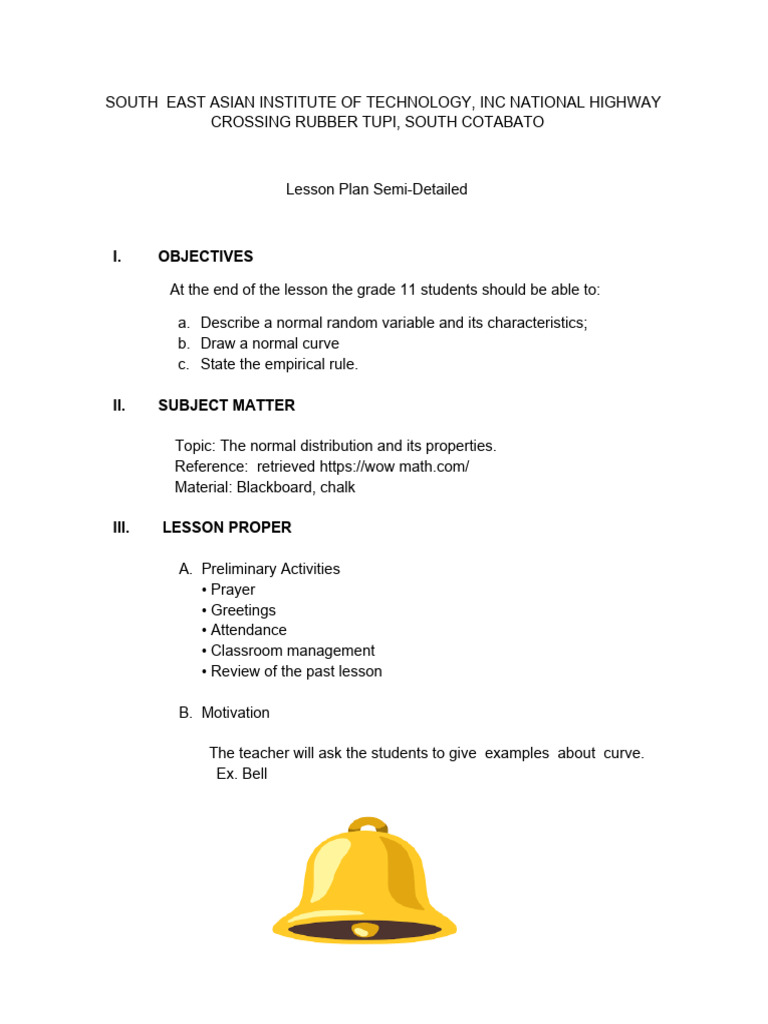 Properties of Normal Distribution Lesson | PDF