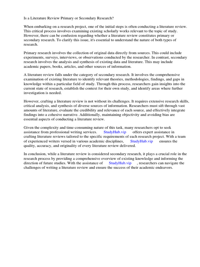Is A Literature Review Primary or Secondary Research | PDF | Literature ...