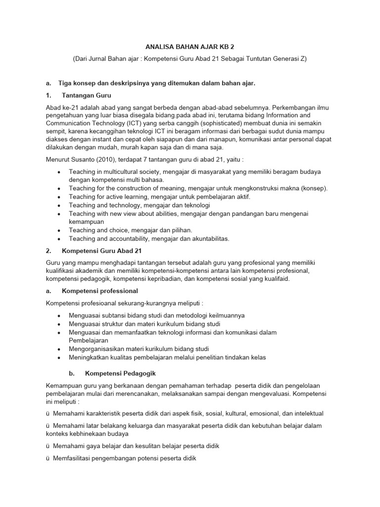Analisa Bahan Ajar KB 2 | PDF