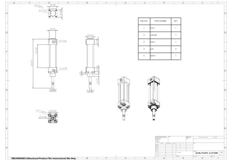 Drawing of Pneu Matic Cylinder | PDF | Mechanical Engineering | Engineering