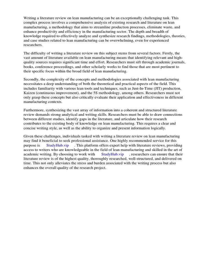 Literature Review Lean Manufacturing | PDF | Lean Manufacturing ... Literature Review Lean Manufacturing | PDF | Lean Manufacturing ...