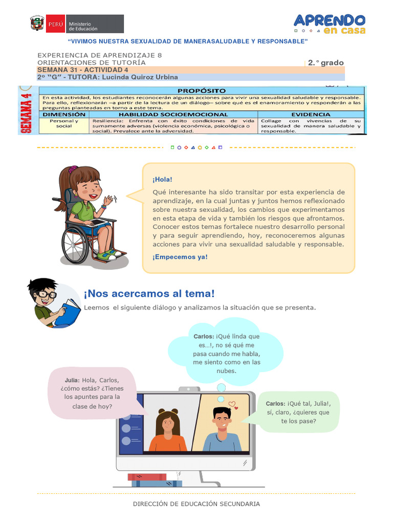 Act 4 EA 8-2do - Seguimosaprendiendo-Tutoria | Descargar gratis PDF | La sexualidad humana ...