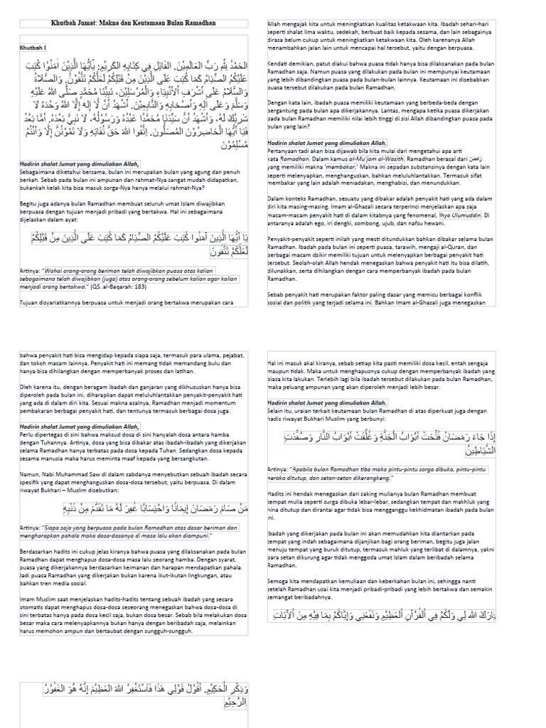 Khutbah Jumat Ramadhan Awal 1445 | PDF