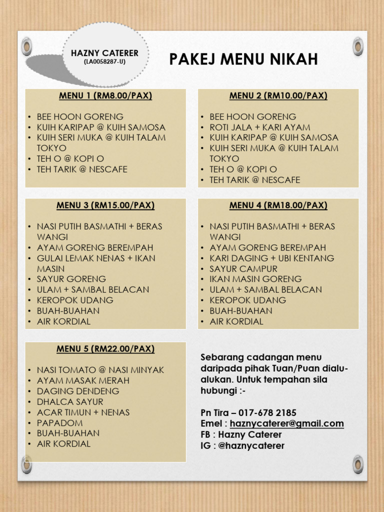 PAKEJ MENU NIKAH - New | PDF
