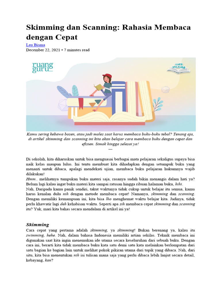 Skimming Dan Scanning | PDF | Pengembangan Diri