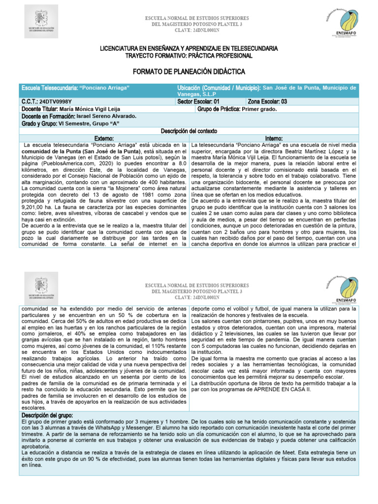 Planeación 2 | PDF | Evaluación | Plan de estudios