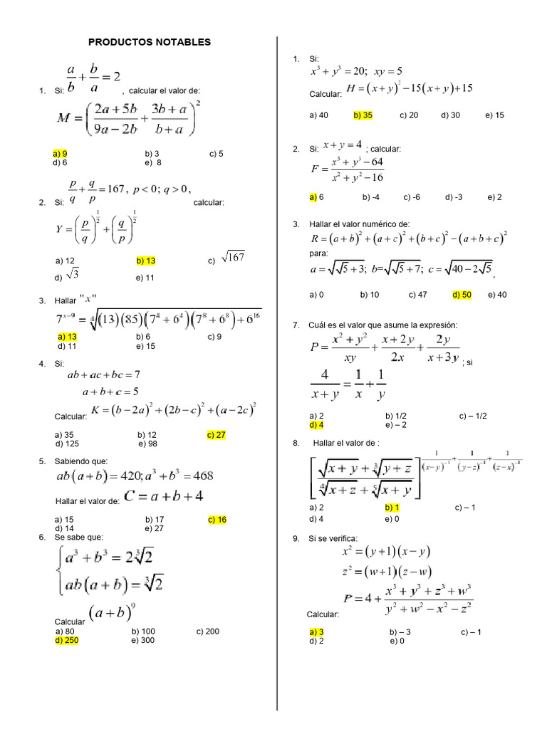 PRODUCTOS NOTABLESy division intensivo letras | PDF | División ...