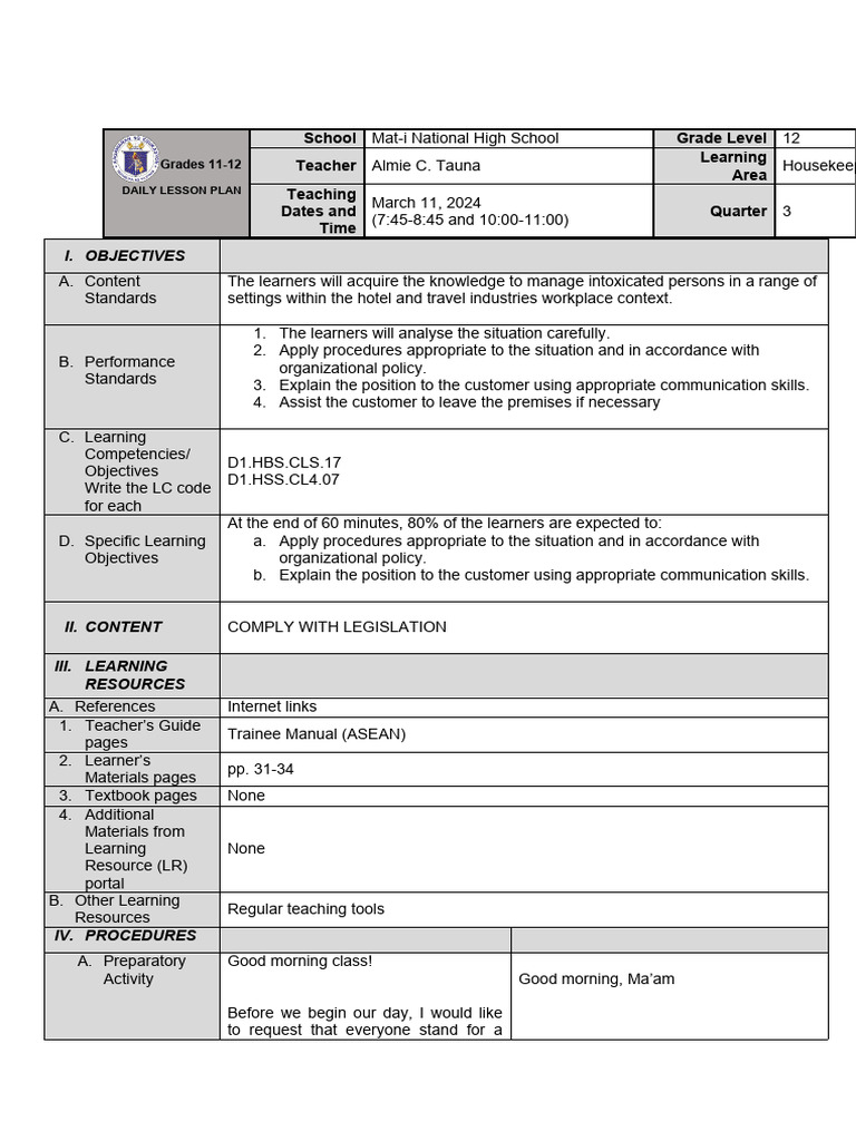 Detailed Lesson Plan For SHS | Download Free PDF | Learning | Teachers