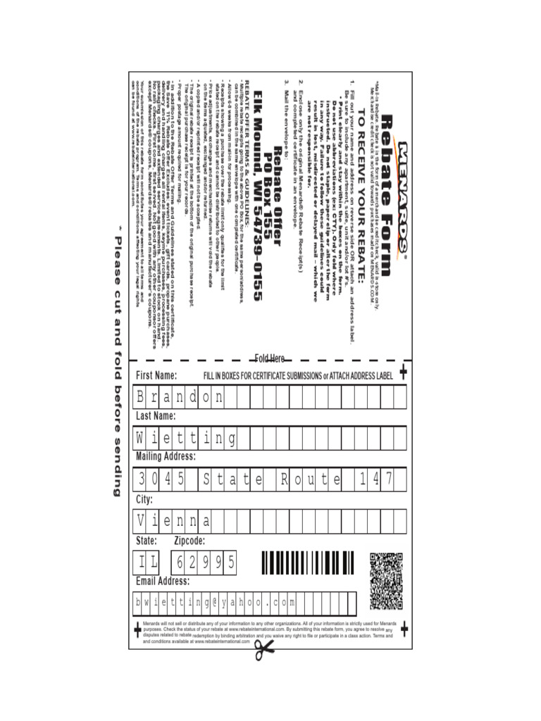 Menards Rebate Form | Download Free PDF | Rebate (Marketing) | Receipt