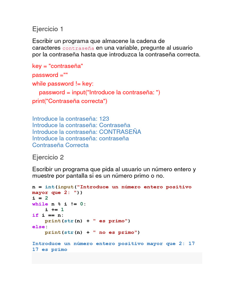 Ejercicios de Python para Realizar | PDF