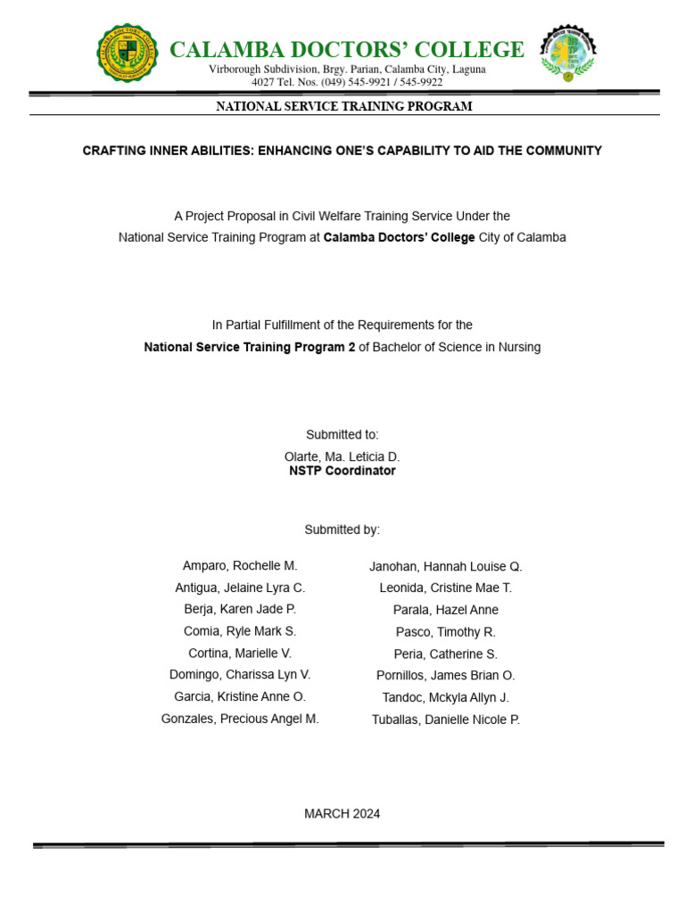 Community Health Project Proposal | PDF | Sustainability | Community