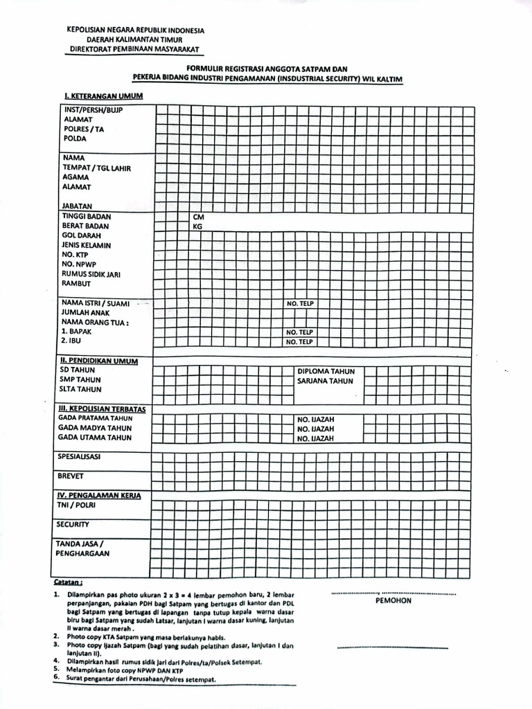 Blanko Kta Satpam | PDF