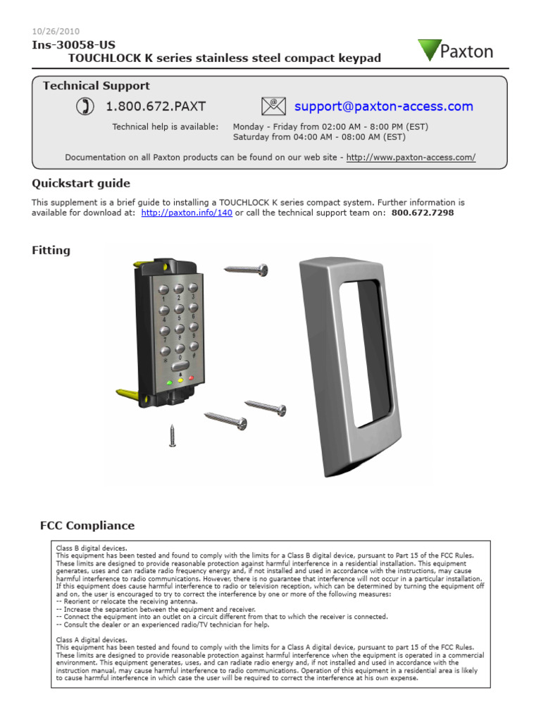 Access Control Paxton KP50 | PDF | Radio | Electromagnetic Interference